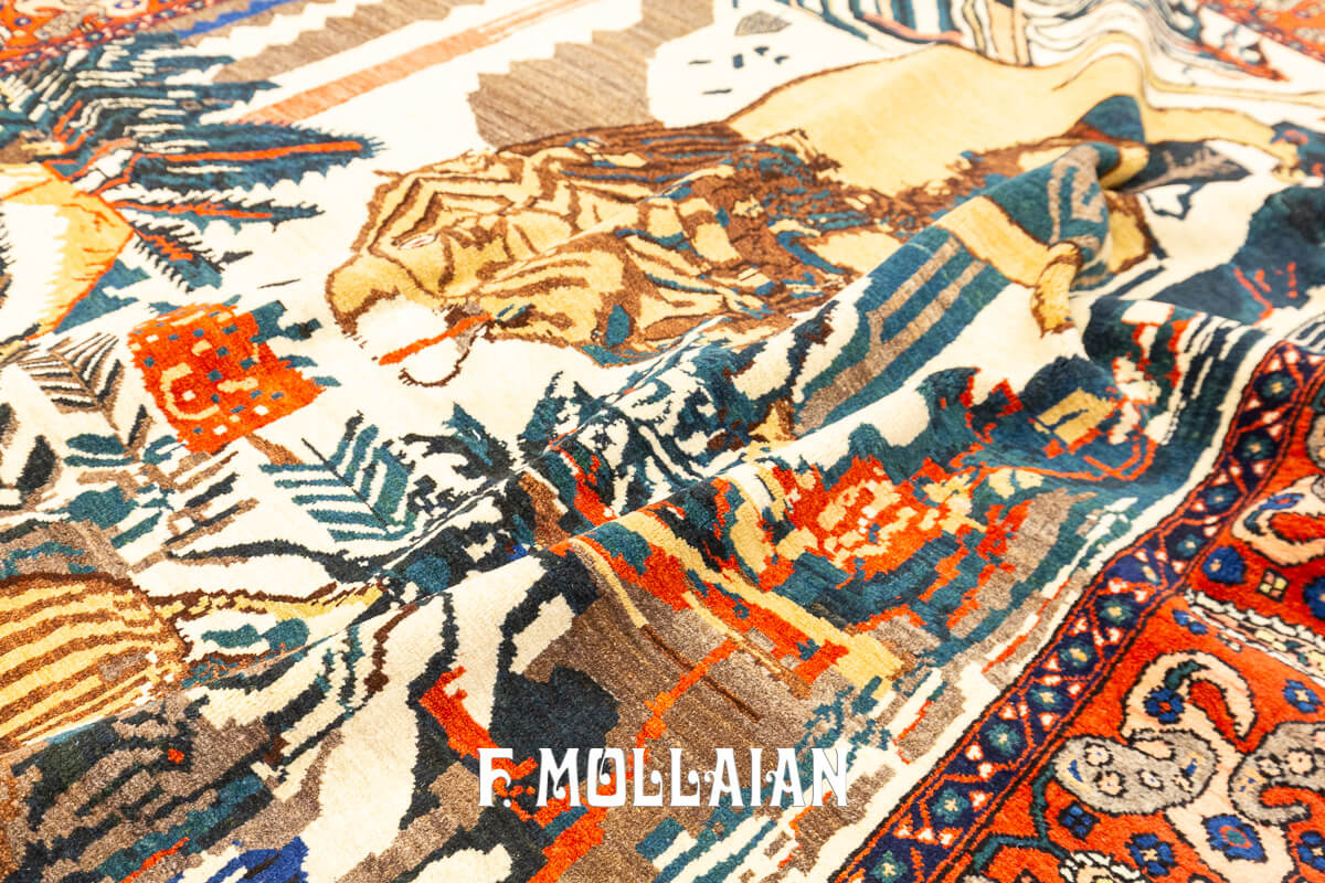 Neyriz Rug Lion Design n°:137478 - Mollaian Farzin Carpets