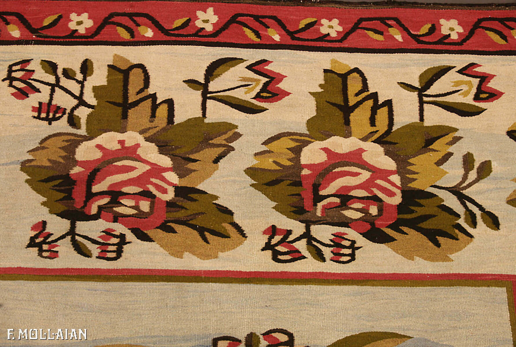 Antique Loom Woven Bessarabian Ukrainian Kilim (260x182 cm)