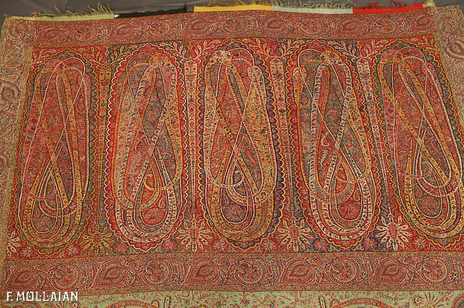 Antique Indian Kashmir Shawl Textile (330x140 cm)