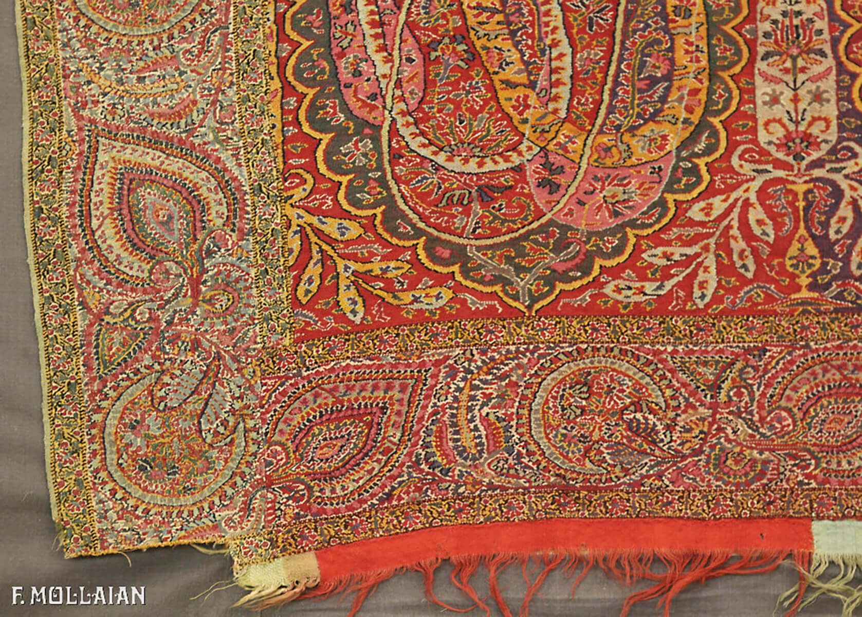 Antique Indian Kashmir Shawl Textile (330x140 cm)